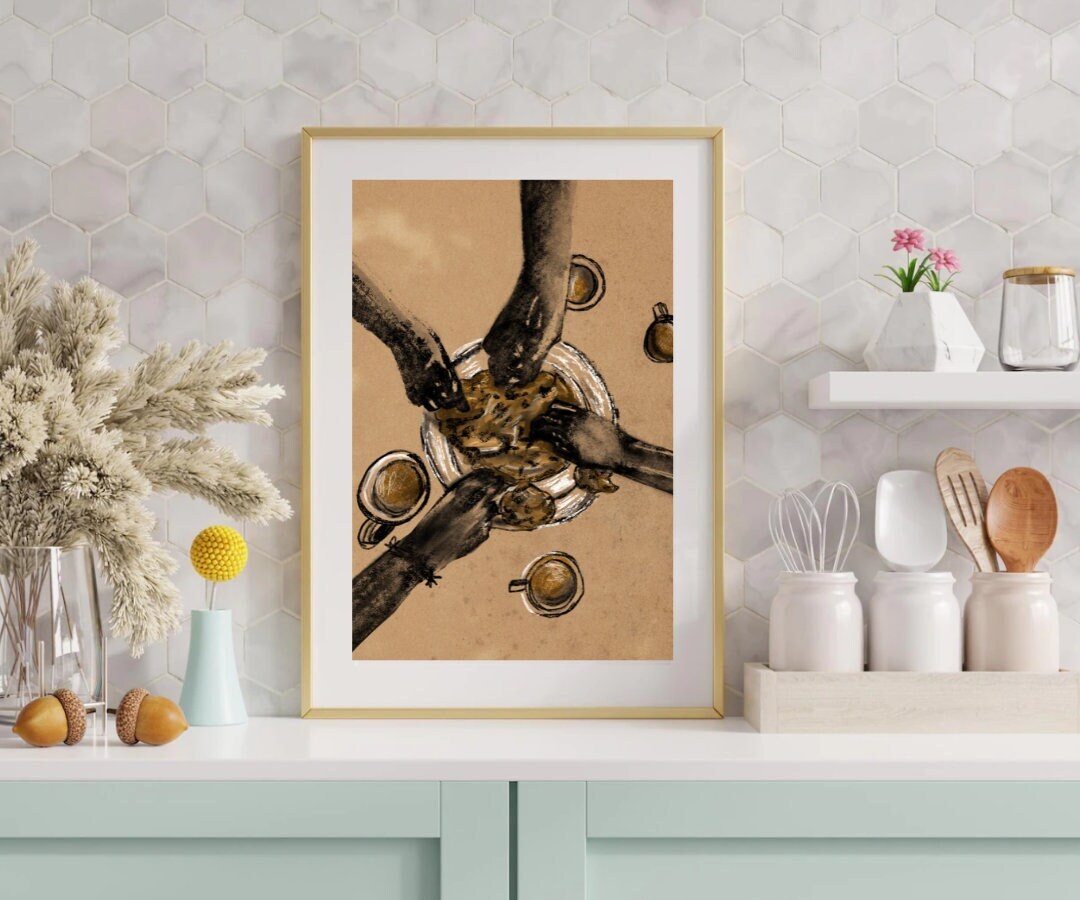 Chapati and Chai | Charcoal Drawing | African | Printable Wall Art ...