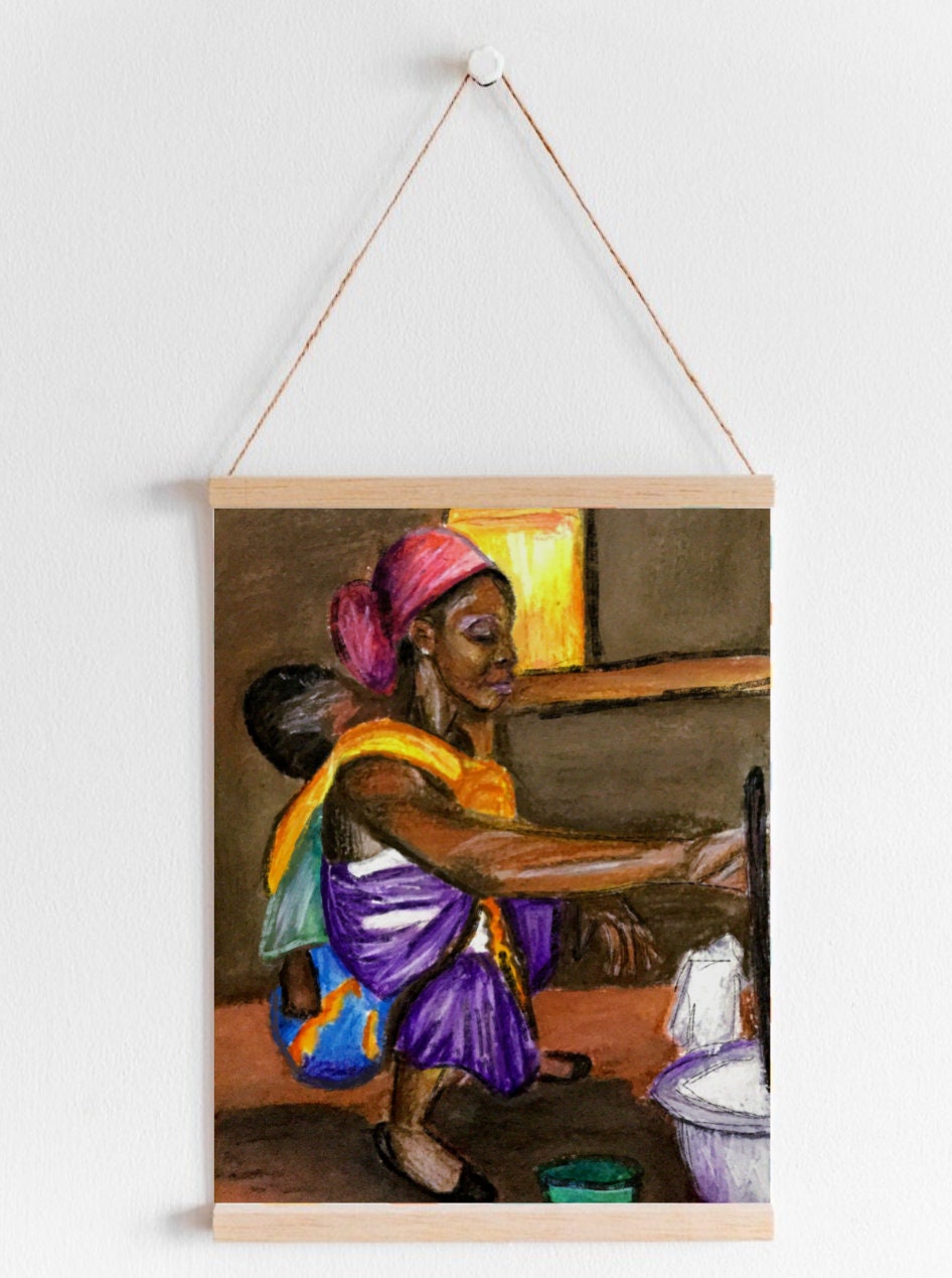 Mother Cooking | African Watercolor | Portrait | Kitchen Art ...