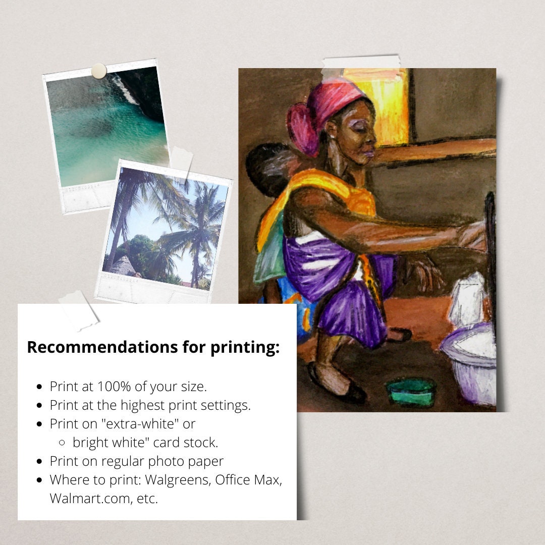 Mother Cooking | African Watercolor | Portrait | Kitchen Art ...