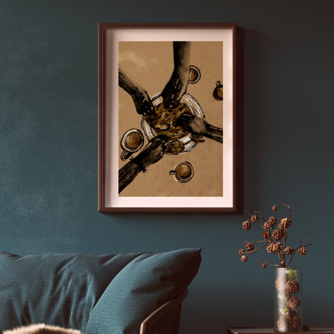 Chapati and Chai Charcoal Drawing African Printable Wall Art Digital ...