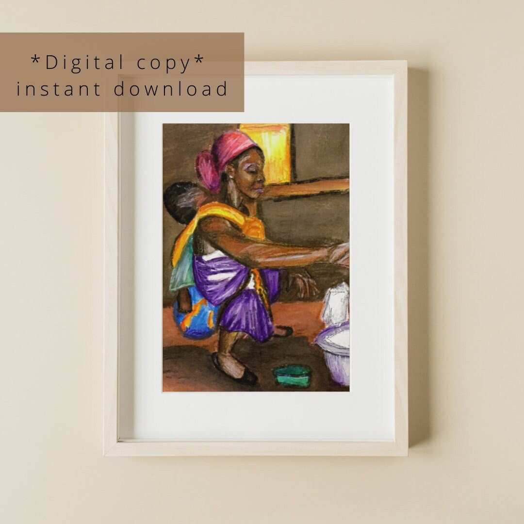 Mother Cooking | African Watercolor | Portrait | Kitchen Art ...