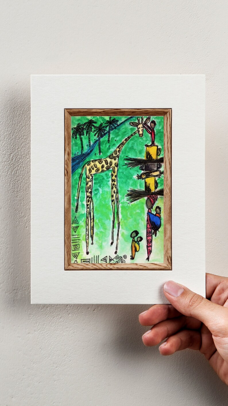 Giraffe Art | African Watercolor | Animal Art | Kid's Room | Culture ...