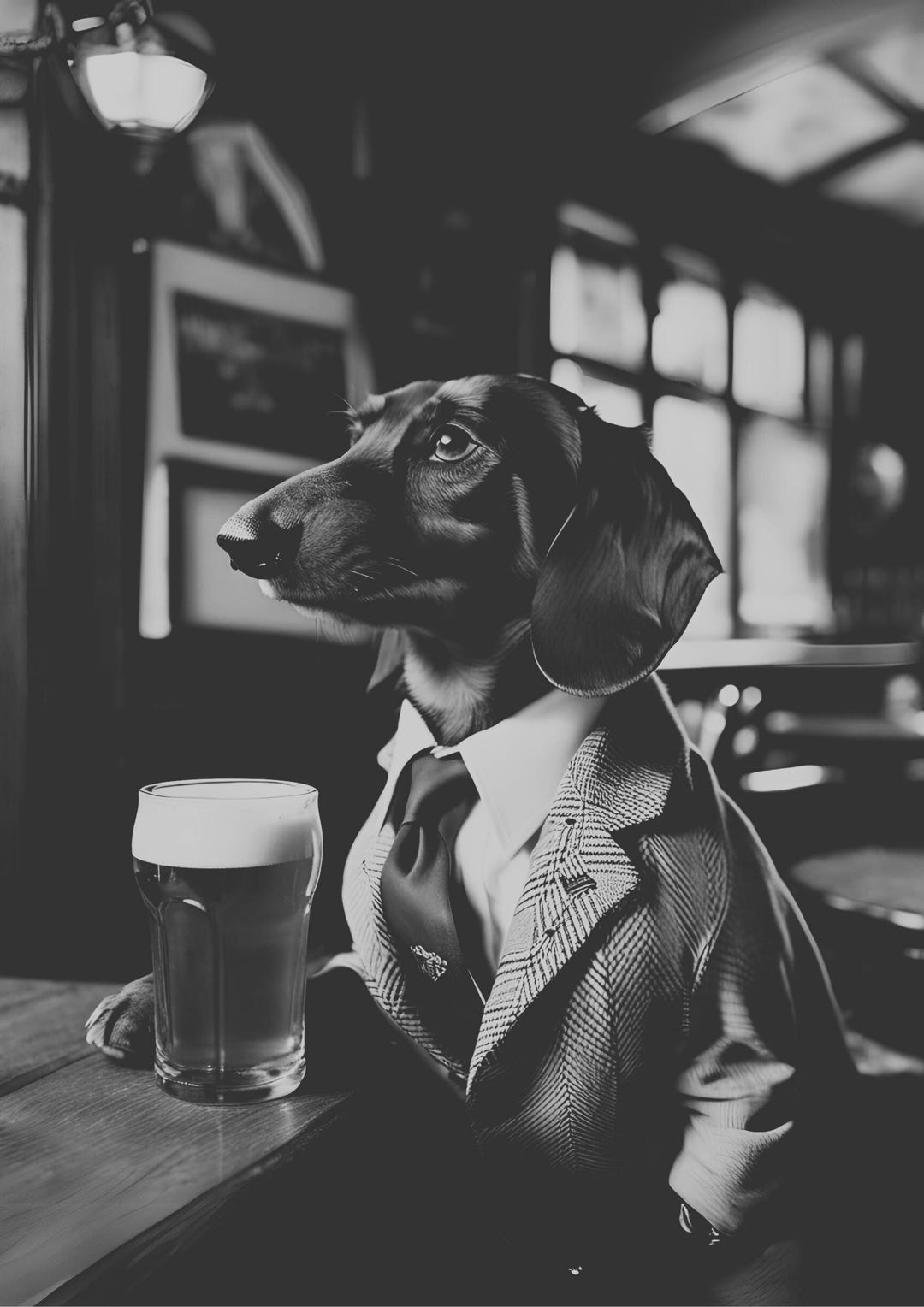 Vintage Print - Dog in Pub - Dachshund - Etsy
