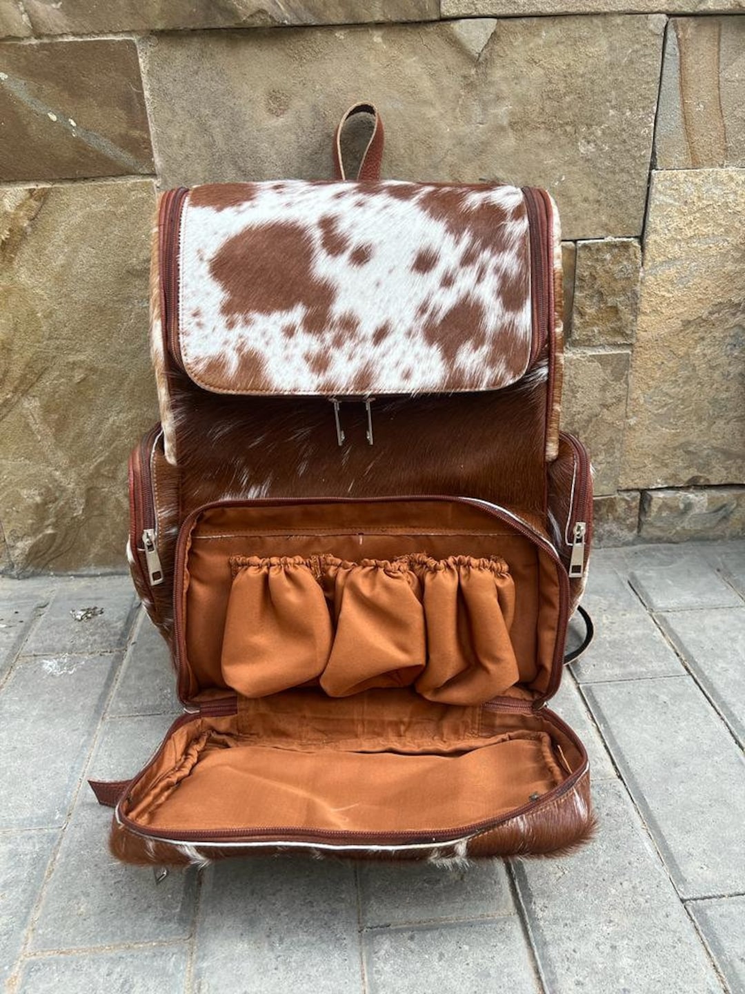 Personalized Diaper Backpack Large Leather Tan Bag Baby Bag Wester ...