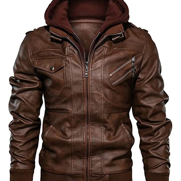 Leather Jacket Hoodies - Etsy
