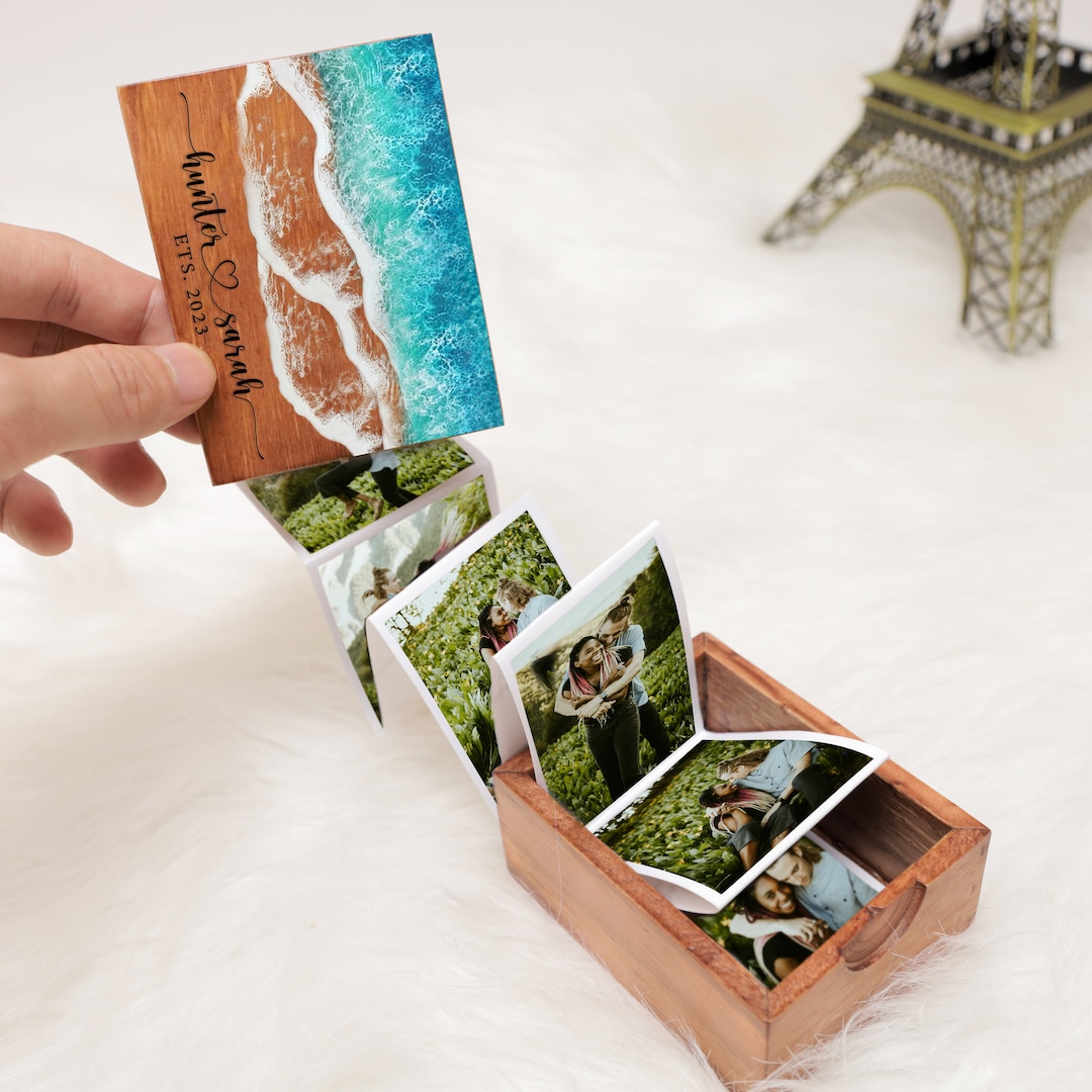 Customized Wooden Photo Keepsake Boxes, Personalized Pull Out Album ...