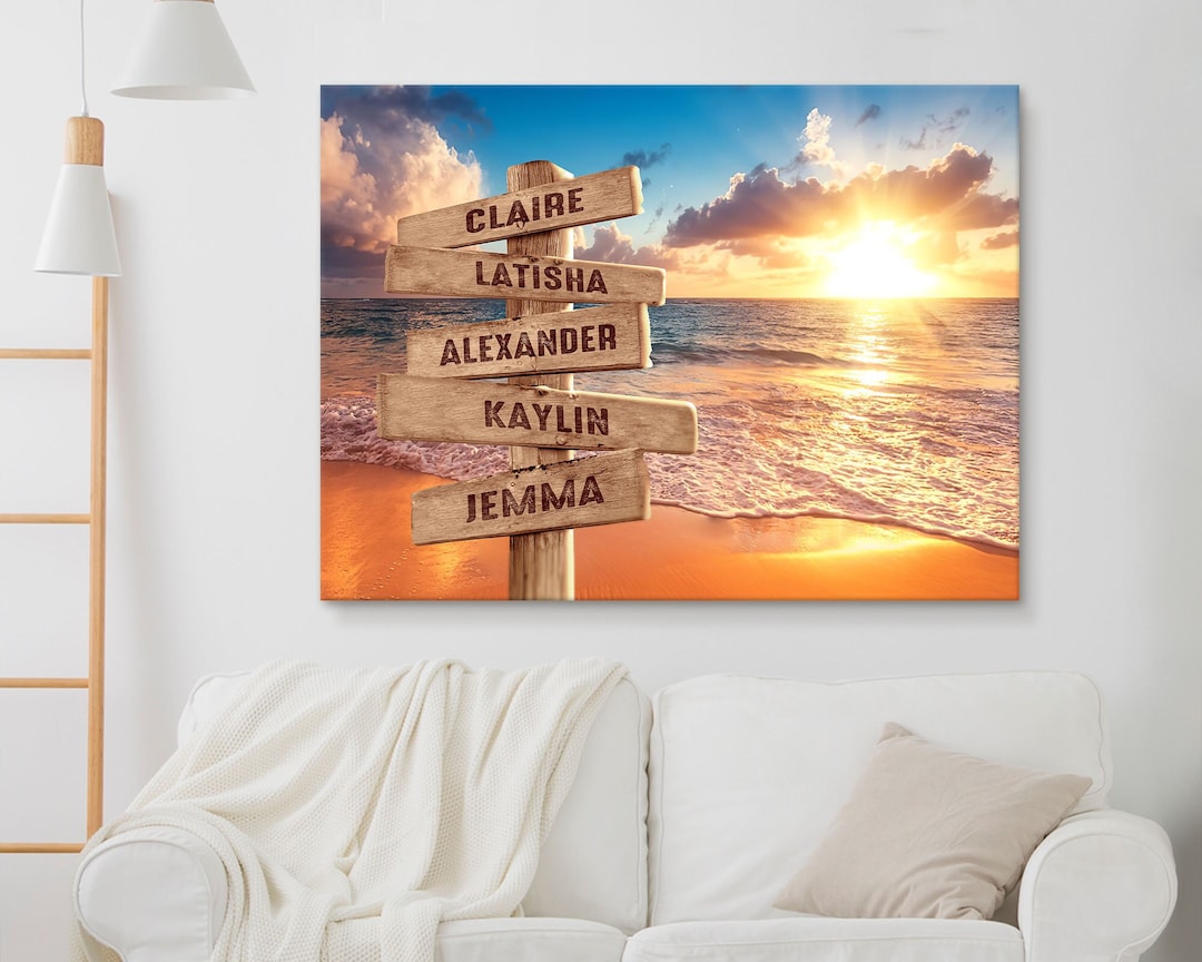 Personalized Family Names Canvas Poster, Family With Multi Names Wall ...