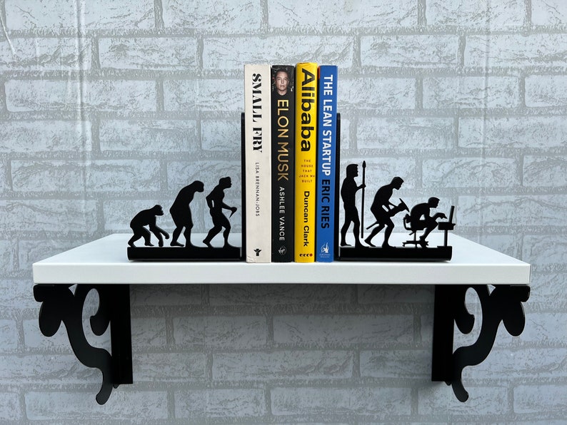 Human Evolution Decor Decorative Bookends Metal BOOKENDS Office ...