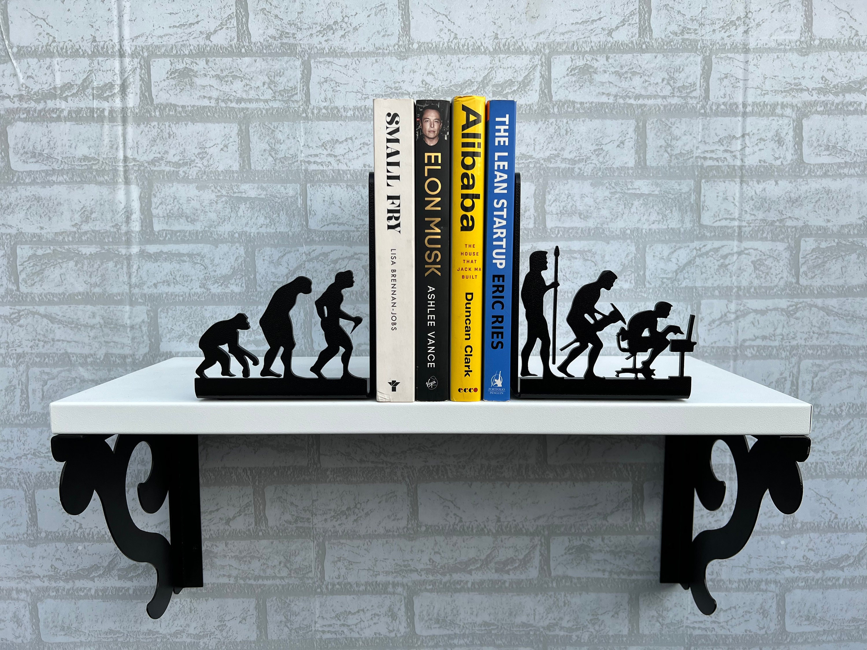 Human Evolution Decor Decorative Bookends Metal BOOKENDS Office BOOKENDS Book Stopper for Heavy ...