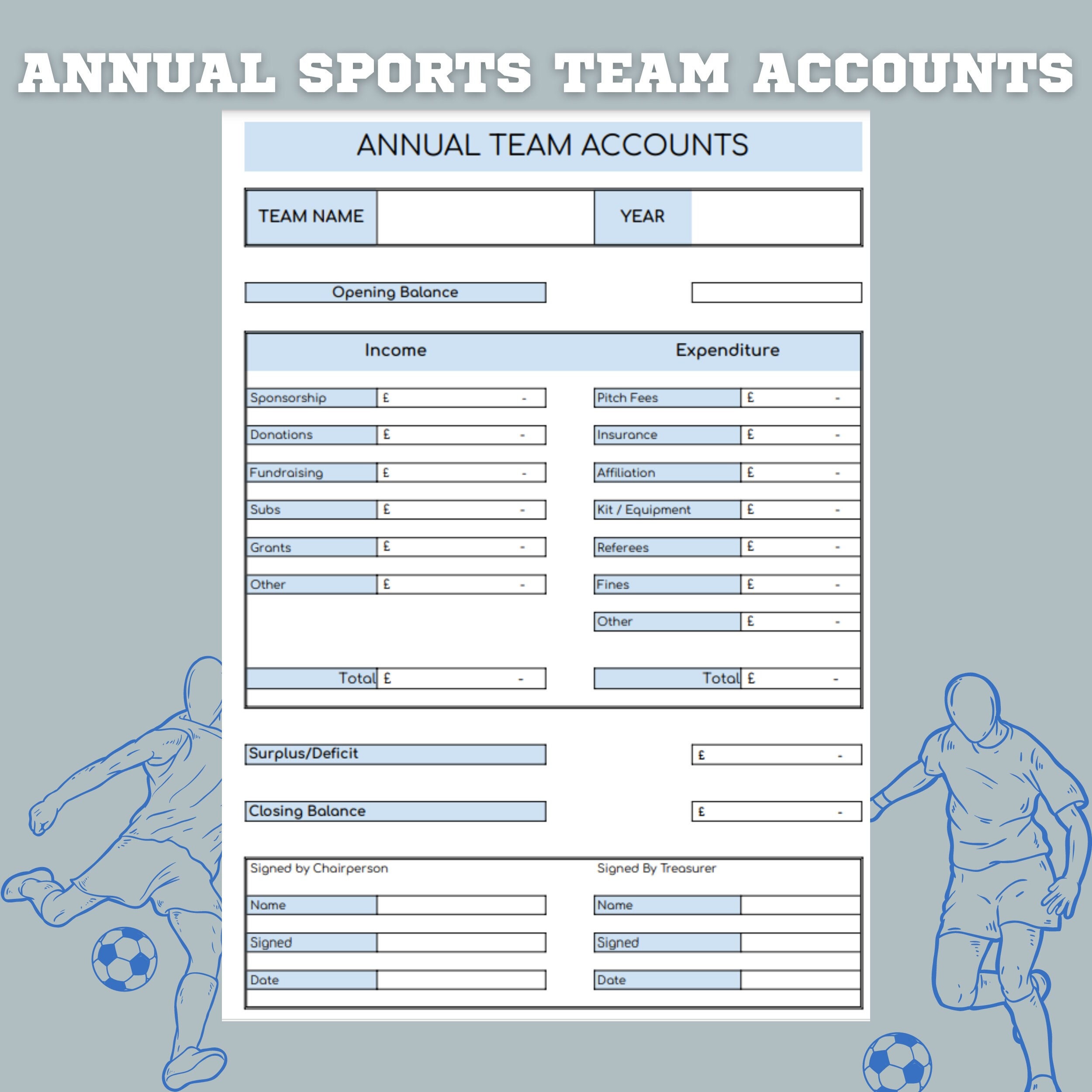 Football Sports Team Simple Accounts | Amateur Team Accounts | Digital ...