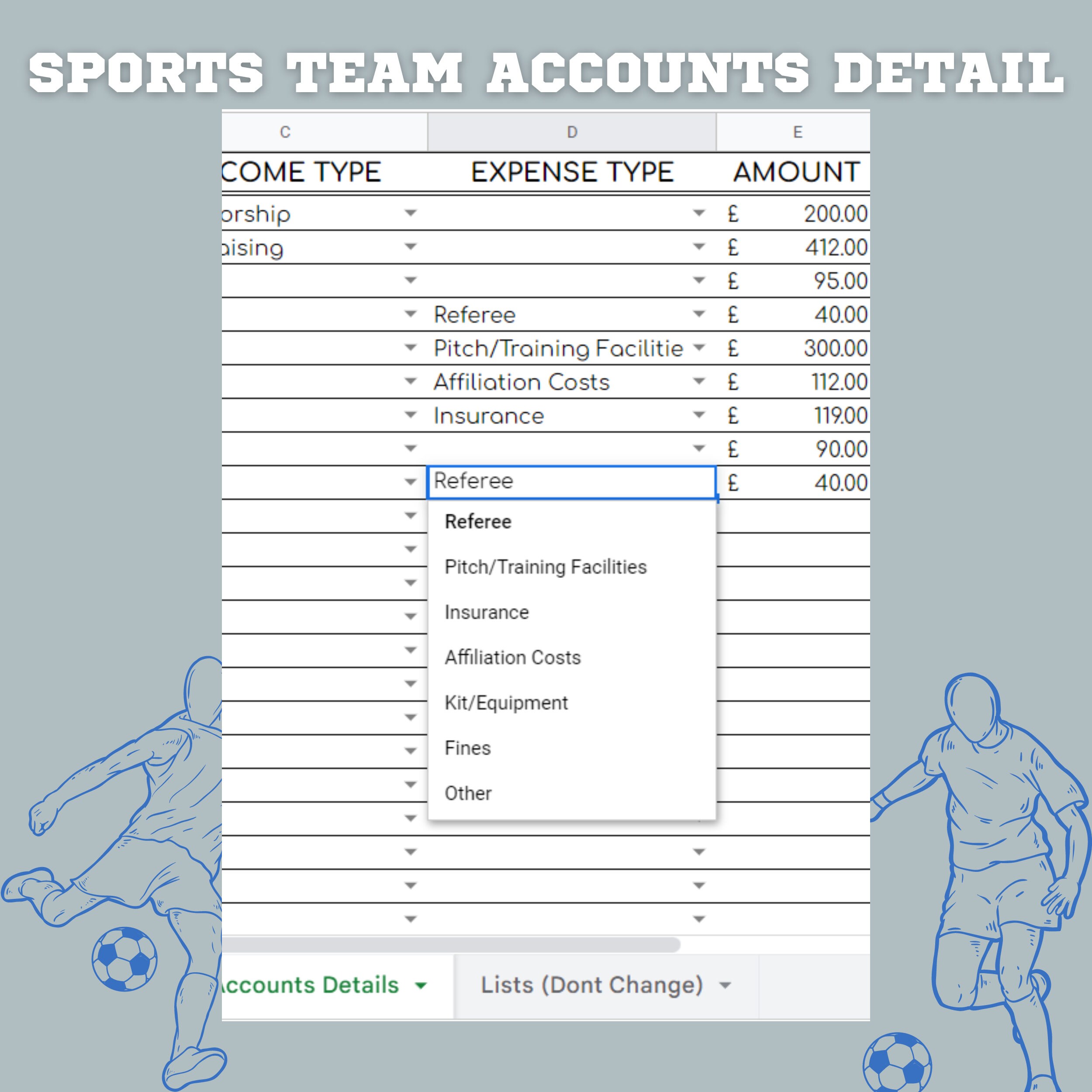 Football Sports Team Simple Accounts | Amateur Team Accounts | Digital ...