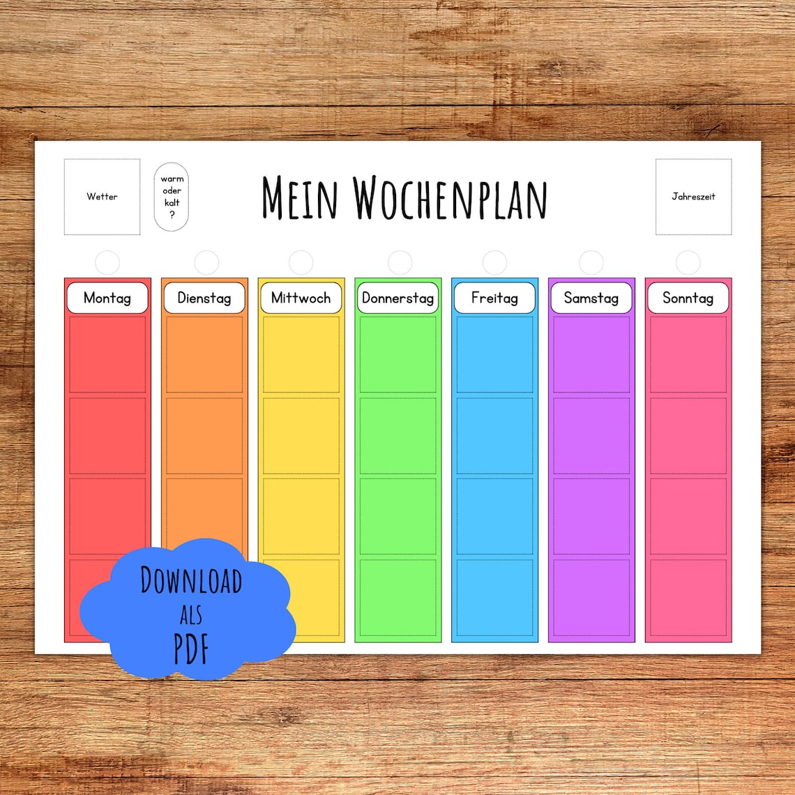 Wochenplan für Kinder Download zum Ausdrucken für - Etsy.de