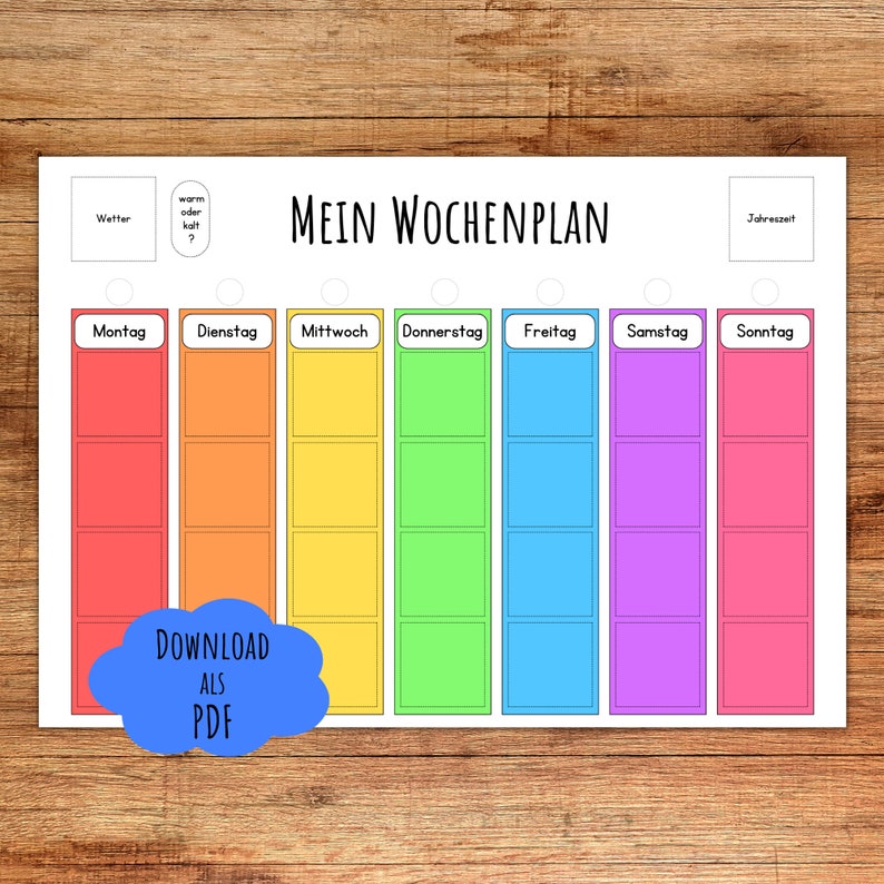Wochenplan für Kinder Download zum Ausdrucken für - Etsy.de