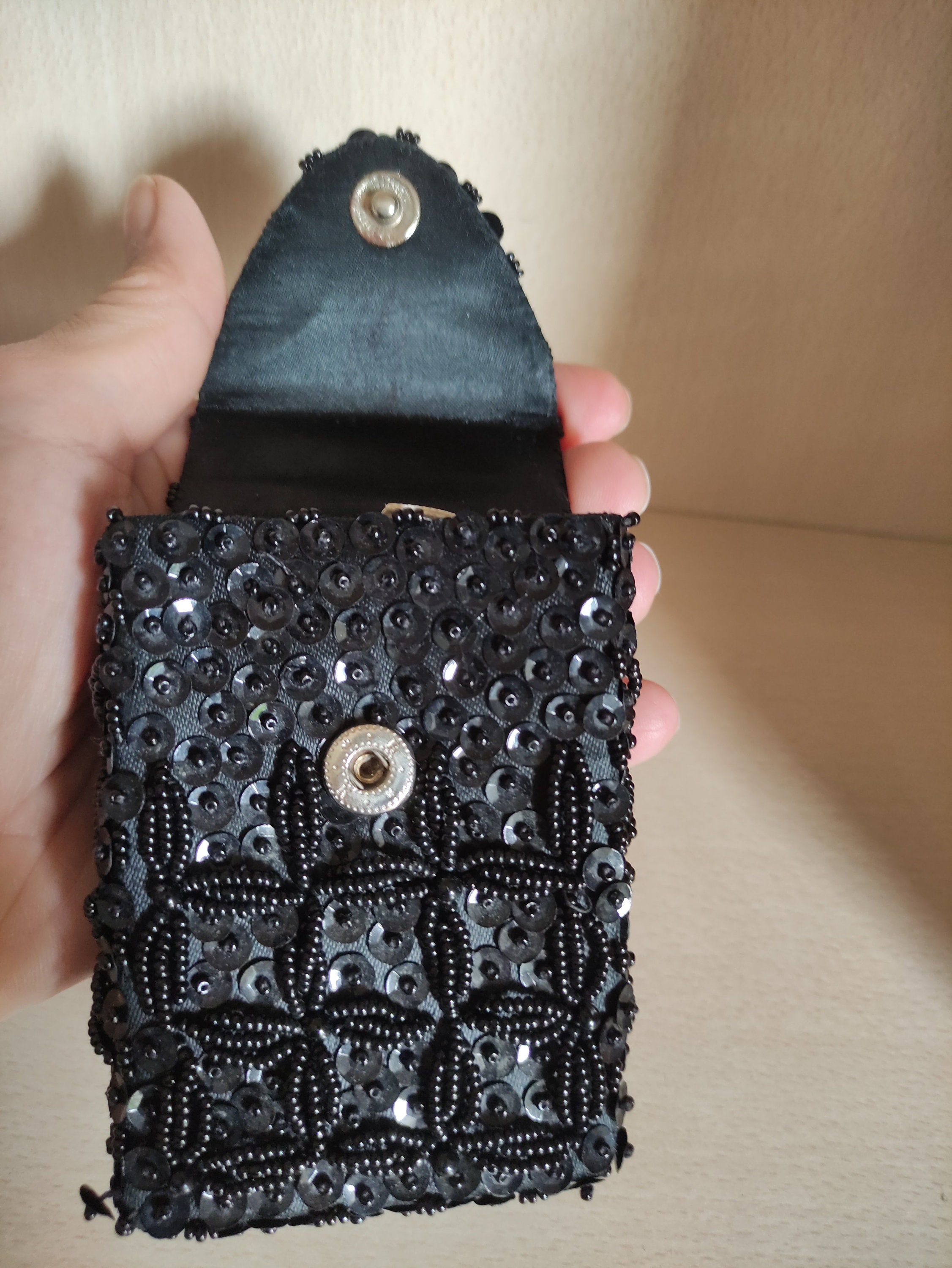 Vintage Hand-beaded Black Cigarette Case Emson Marca - Etsy