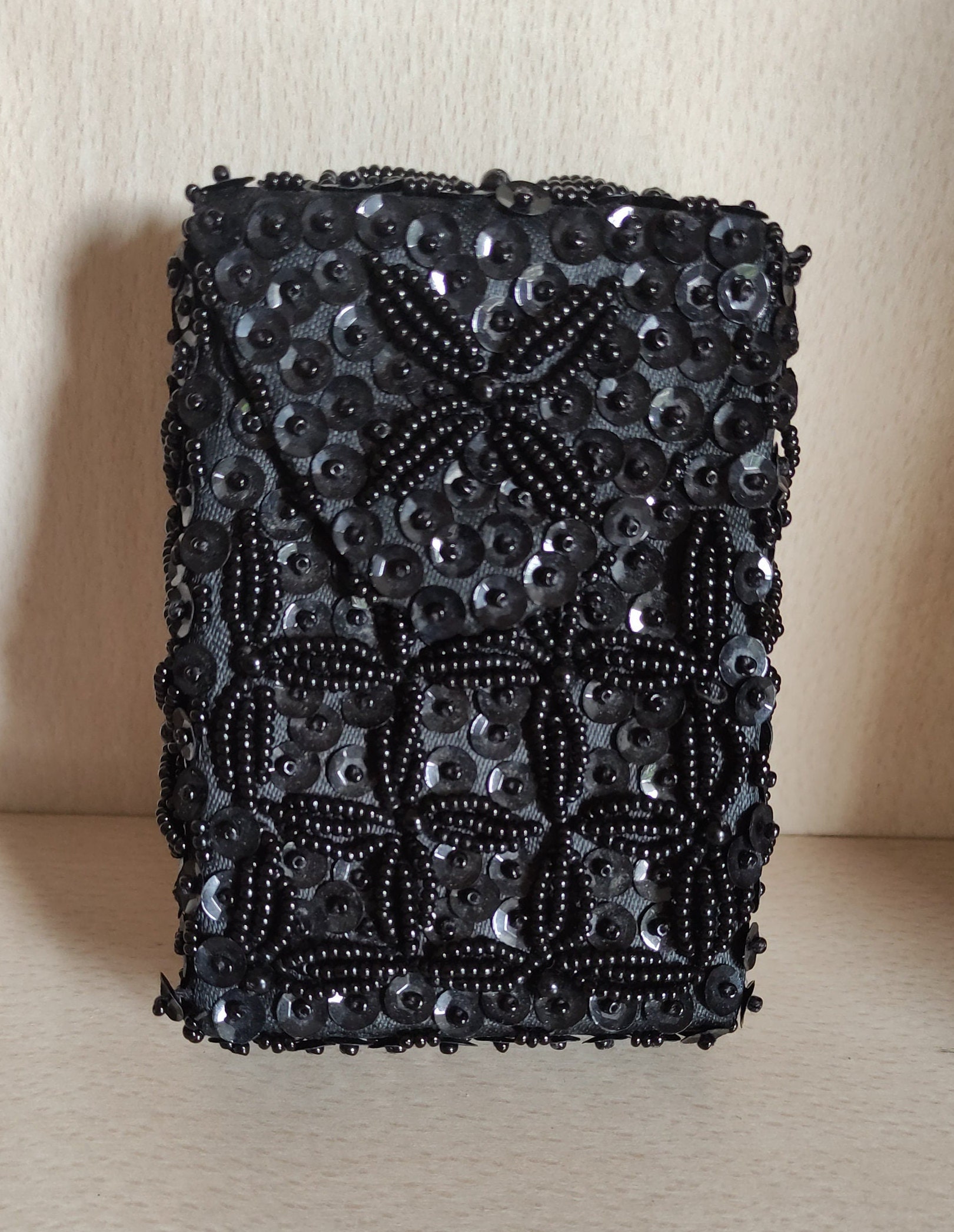 Vintage Hand-beaded Black Cigarette Case Emson Marca - Etsy
