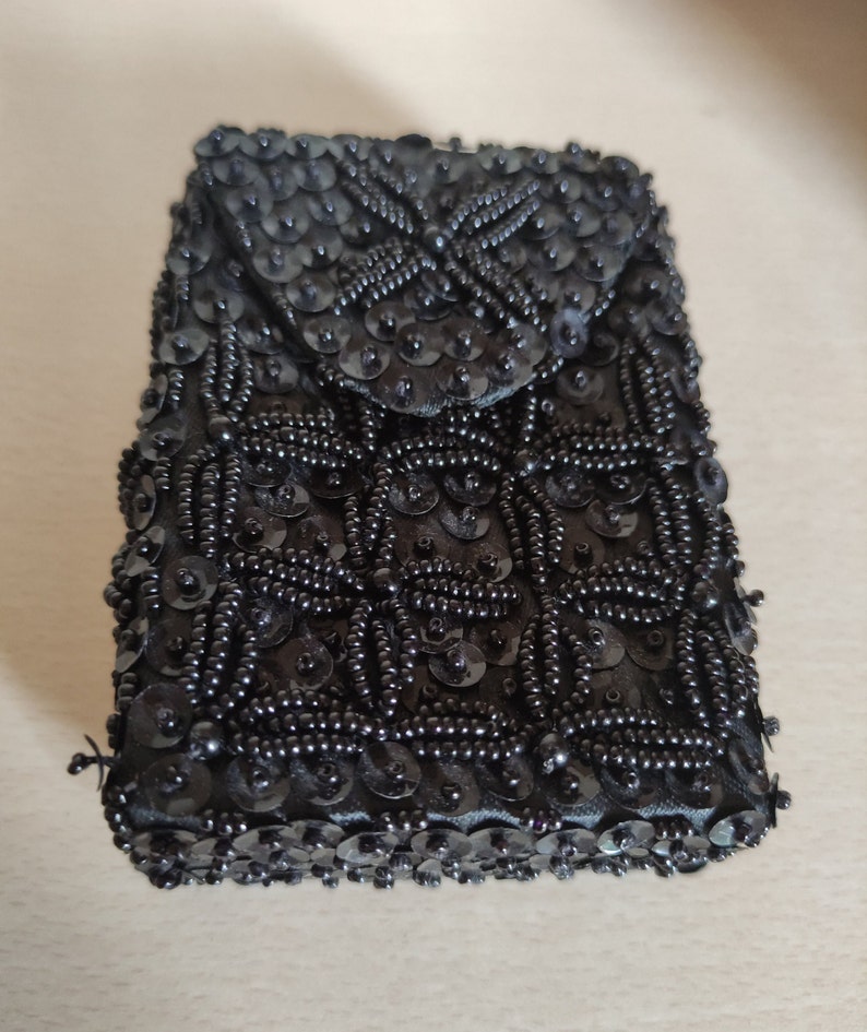 Vintage Hand-beaded Black Cigarette Case Emson Marca - Etsy
