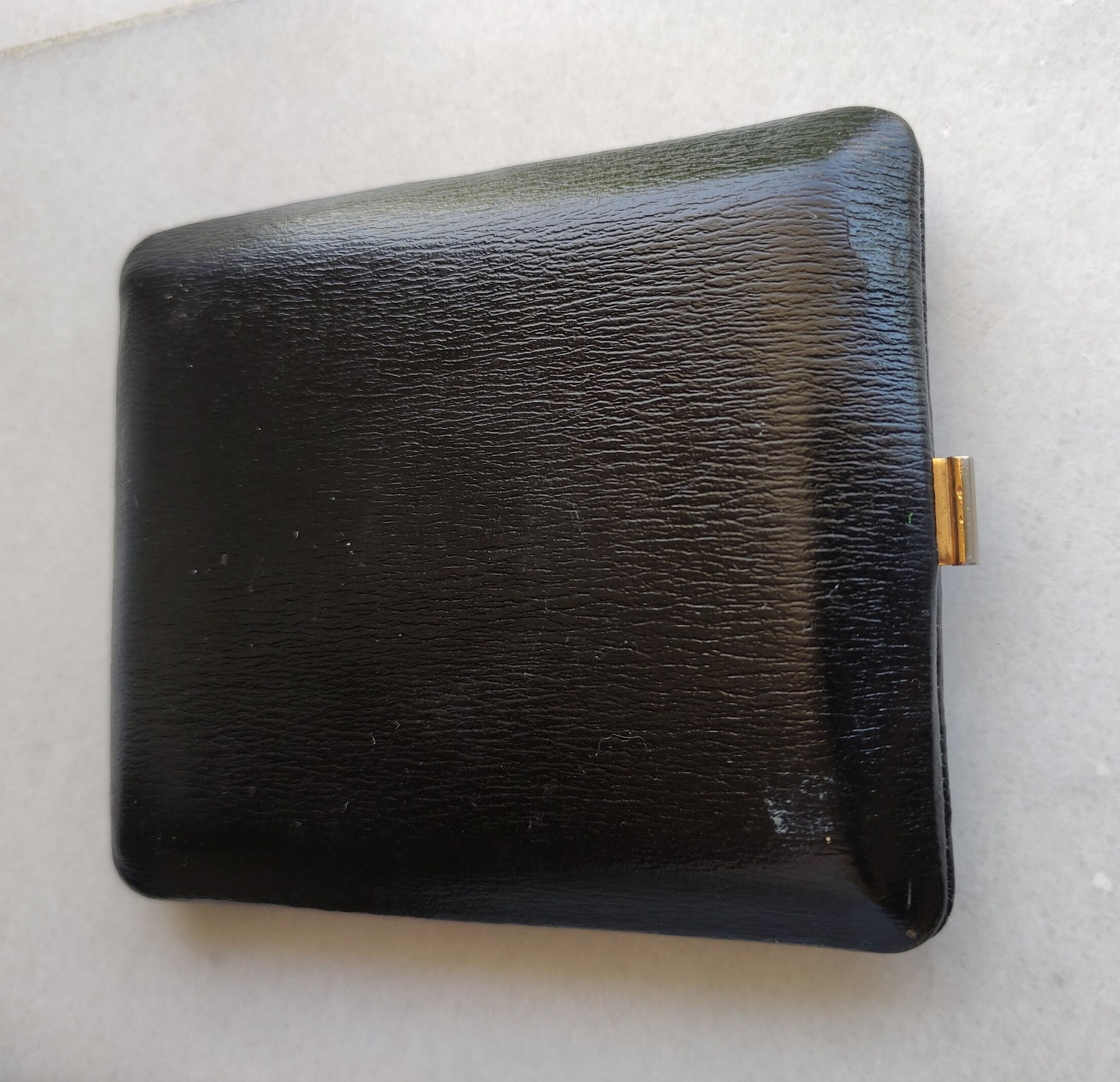 1970s Vintage Collectible Black Leather Hard Cigarette Case / | Etsy