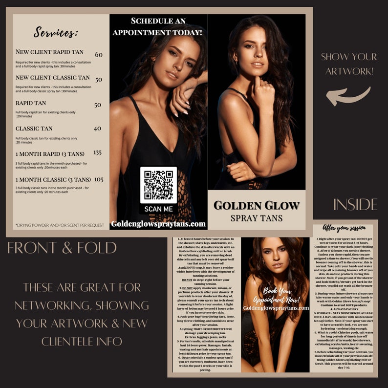 Spray Tan Pamphlet Template Airbrush Tan Artwork Advertising Tanning ...