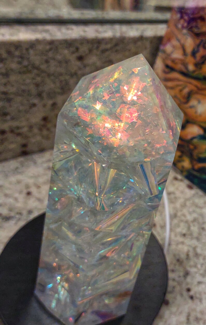Resin Light Crystal Night Light Resin Prism Crystal Gift Unique Light ...
