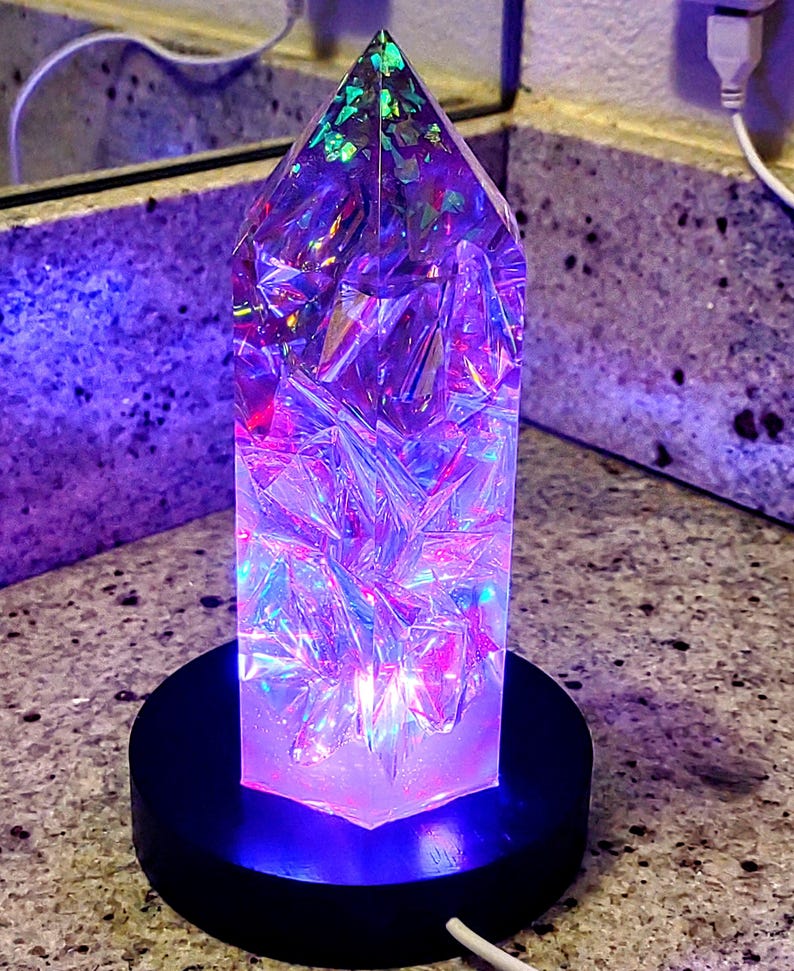Resin Light Crystal Night Light Resin Prism Crystal Gift Unique Light ...