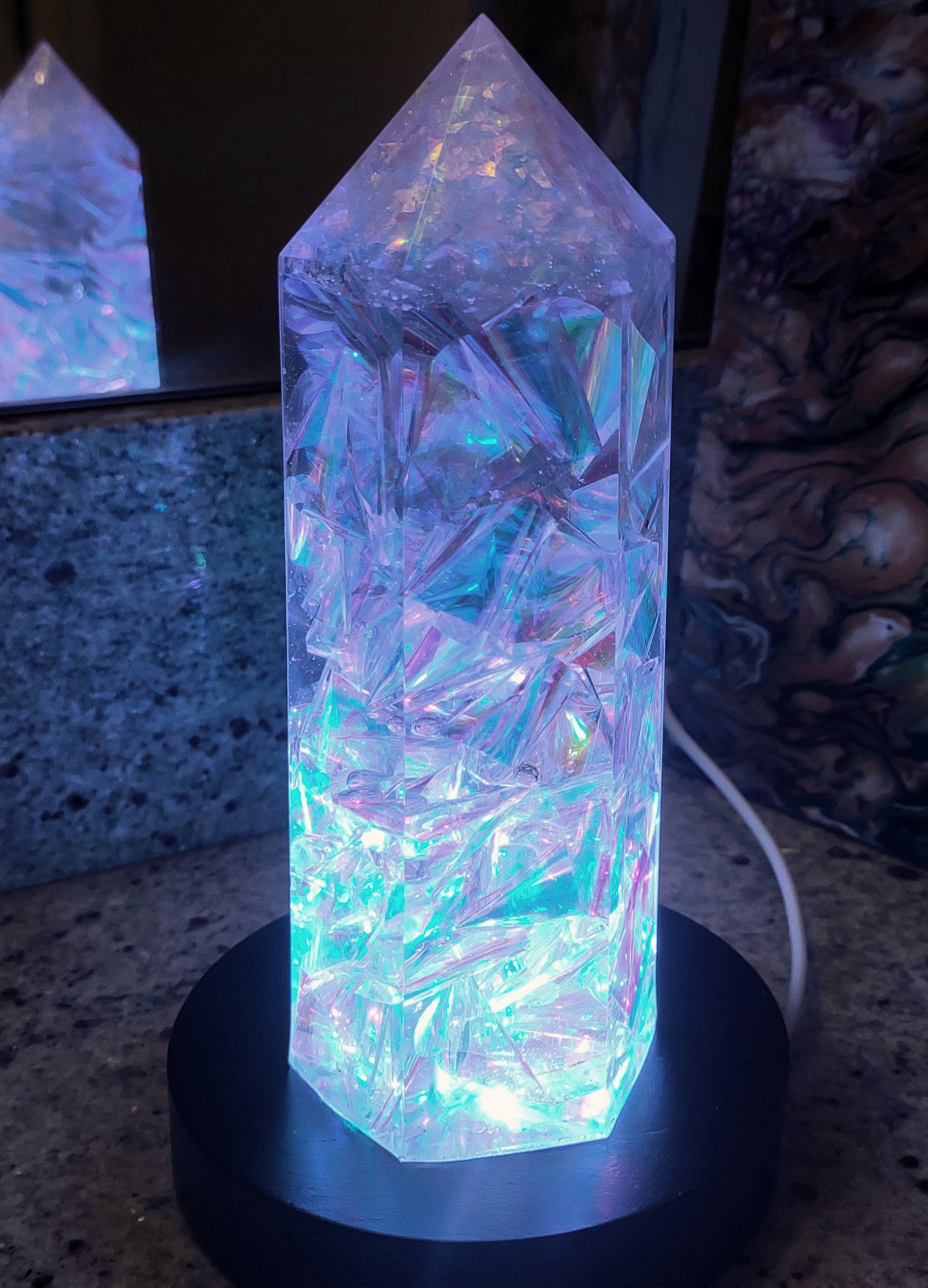 Resin Light Crystal Night Light Resin Prism Crystal Gift Unique Light ...