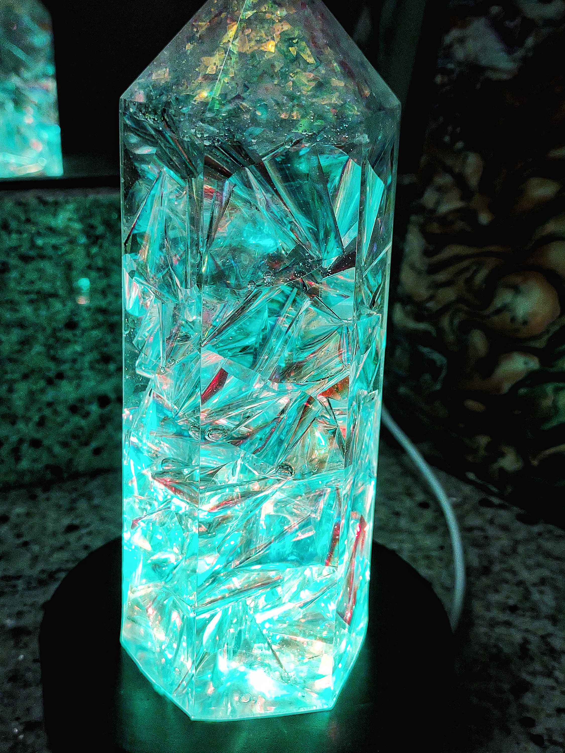 Resin Light Crystal Night Light Resin Prism Crystal Gift Unique Light ...