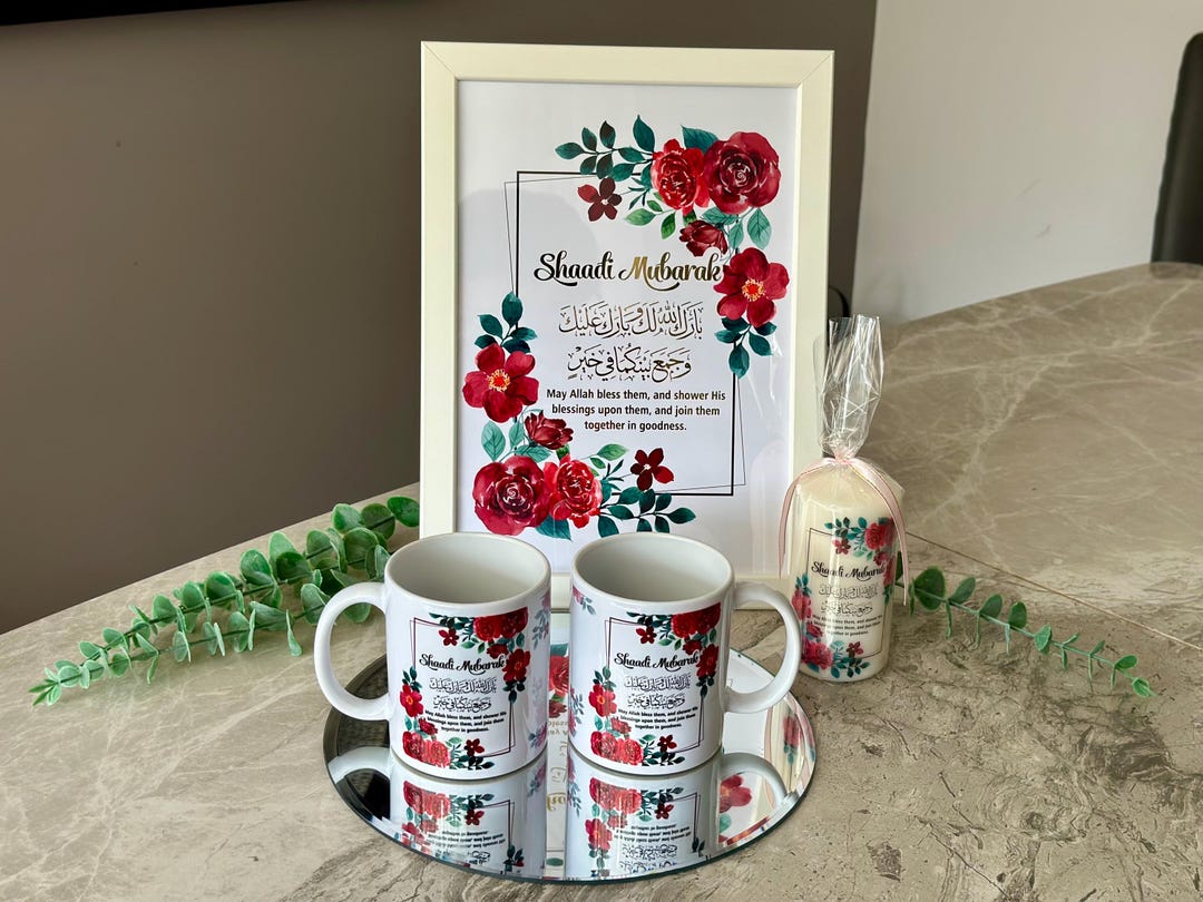 Buy Personalized Shaadi Mubarak Gift Hamper: Mugs, Candle & Photo Frame ...