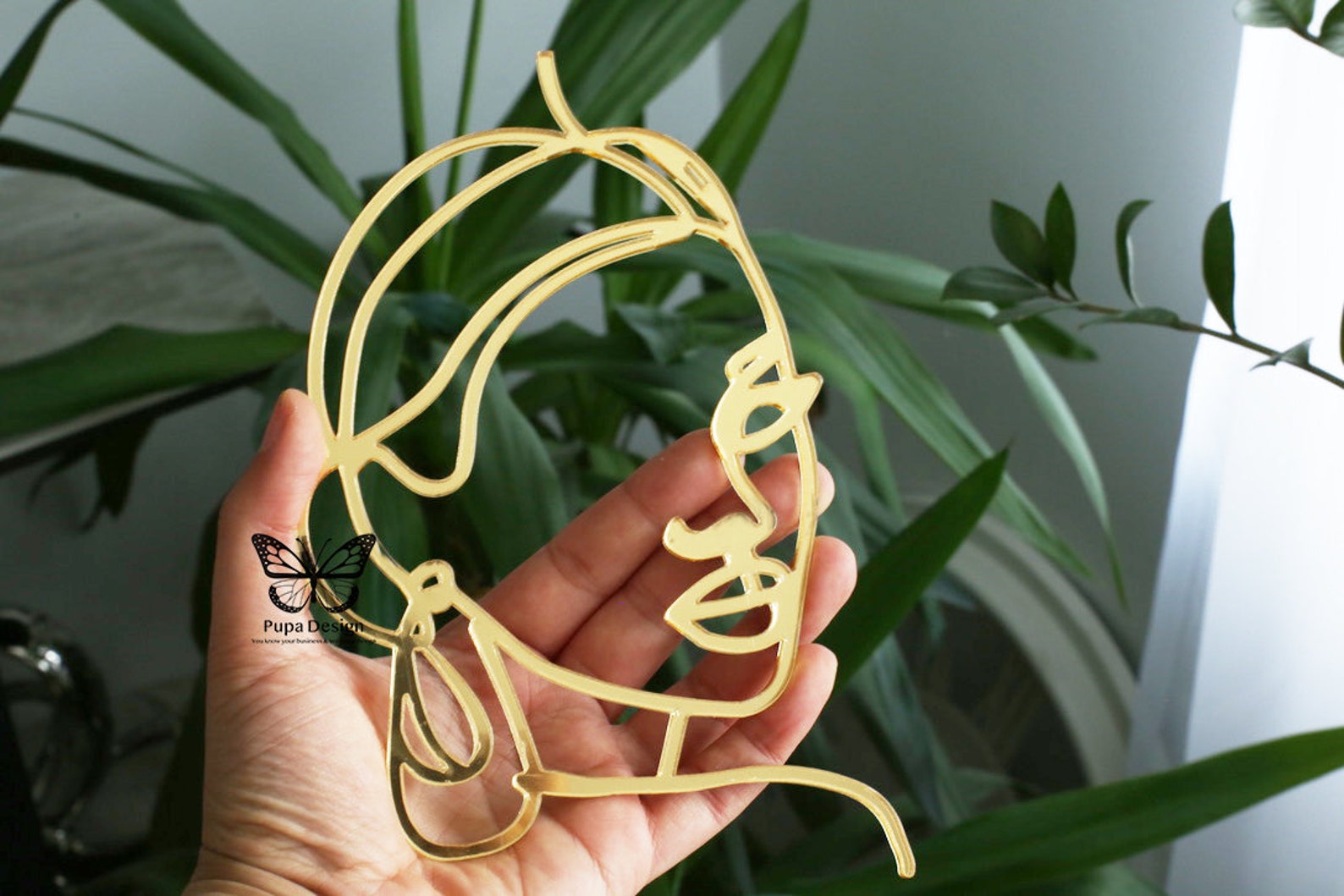 Line Silhouette Cake Topper Line Art Ladies Face Cake Topper Front ...