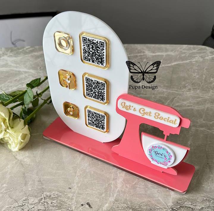 Acrylic Social Media QR Code Sign: Bakery Display, Facebook, Instagram ...