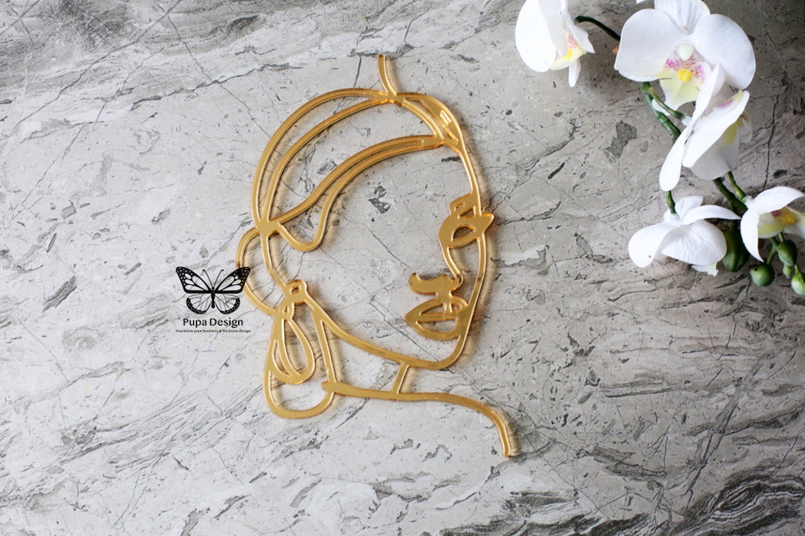 Line Silhouette Cake Topper Line Art Ladies Face Cake - Etsy UK