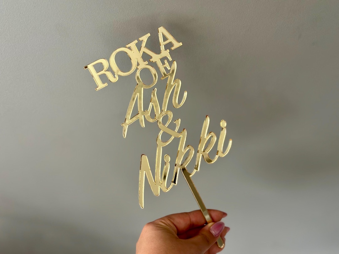 Personalized Roka Cake Topper: Gold or Silver Acrylic Engagement ...
