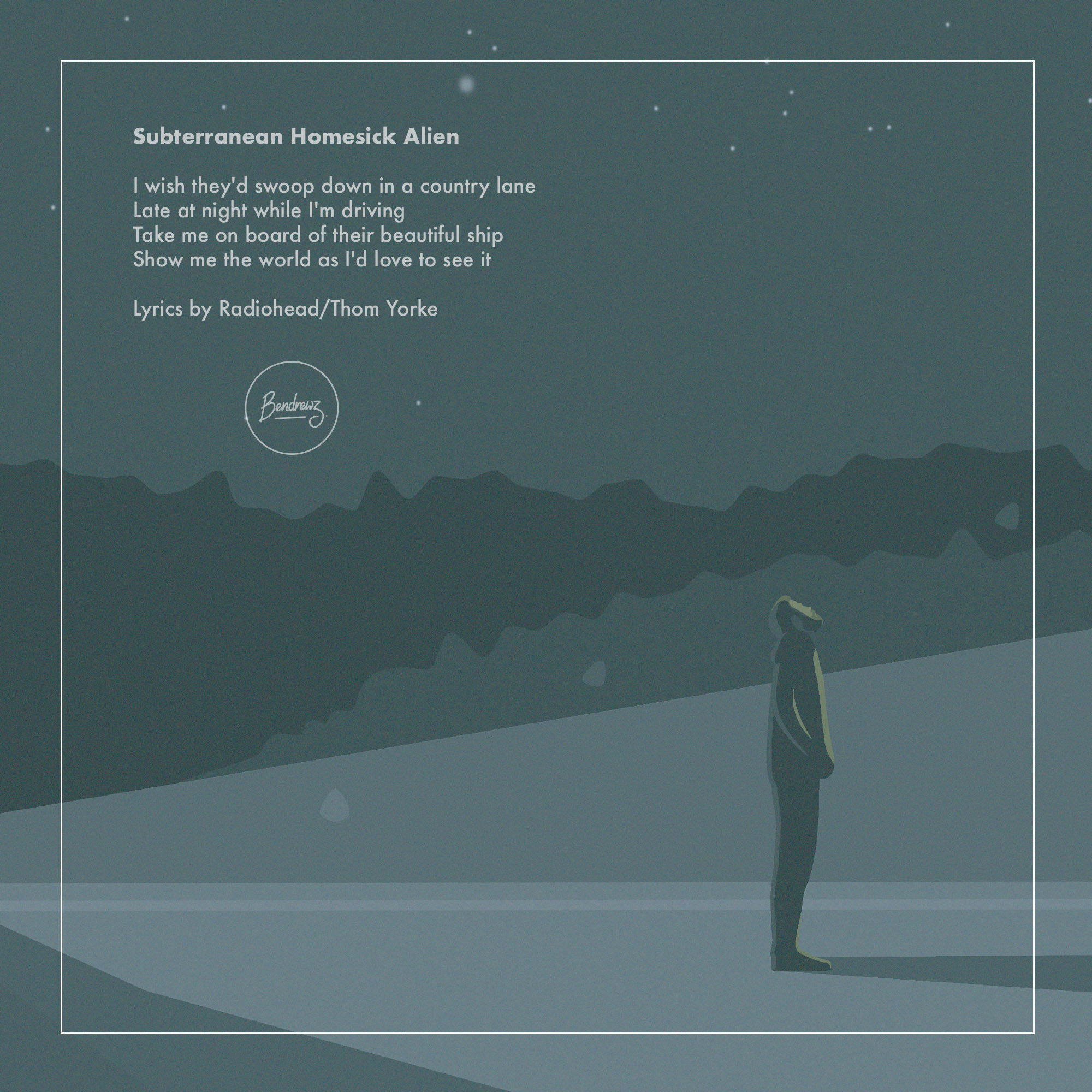 SUBTERRANEAN HOMESICK ALIEN Radiohead Fine Art giclee Print unframed ...