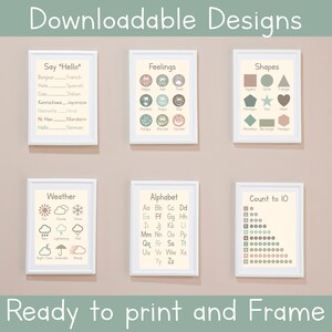 Set of 8 Educational Poster Set for Playroom or Nursery, Kids and ...