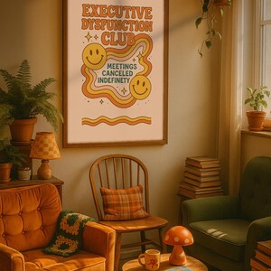 ADHD Executive Dysfunction Poster – Funny Retro Printable Wall Art | No ...