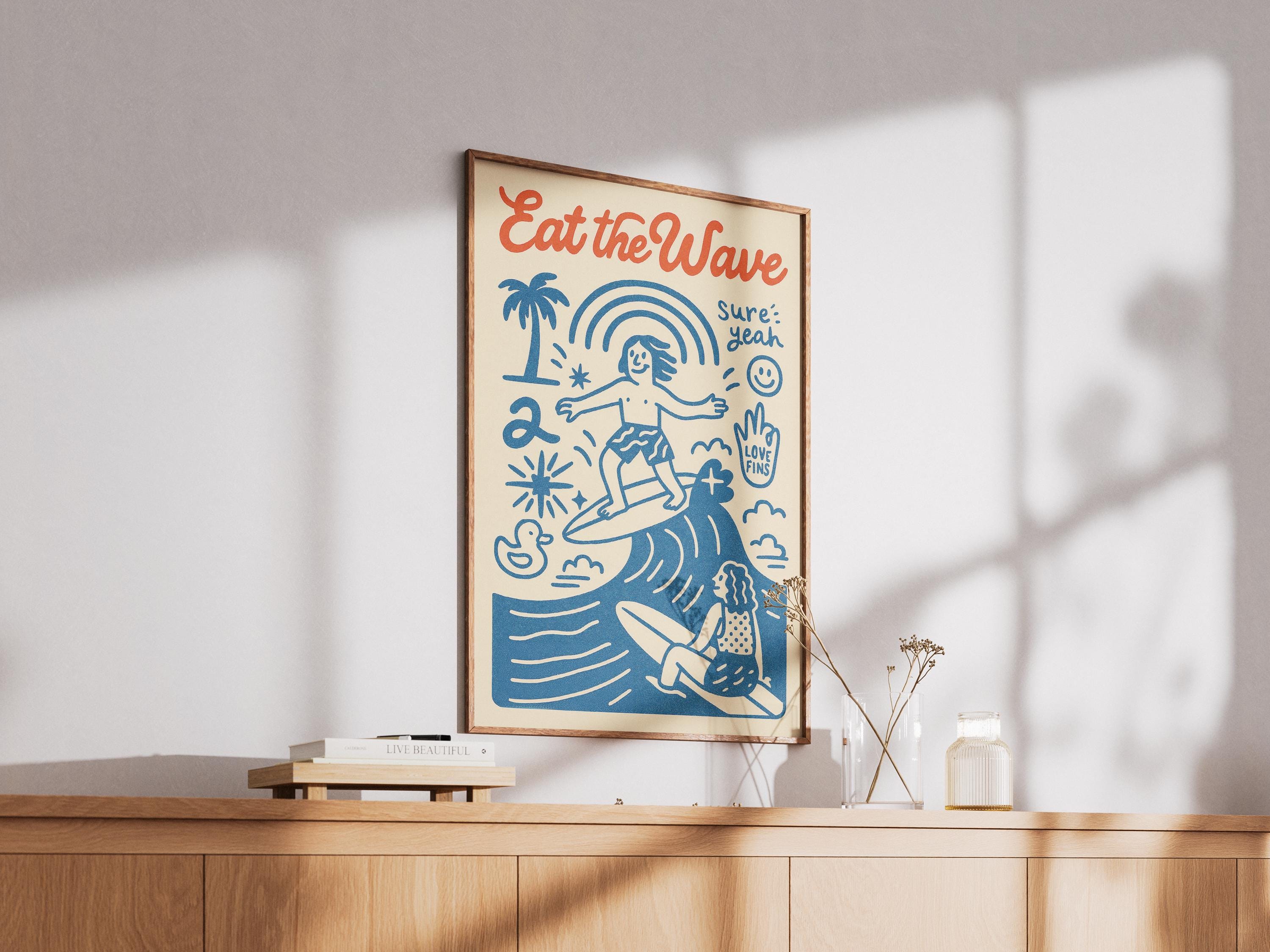 Retro Surf Poster: Playful Beach Doodle Illustration (digital Download ...