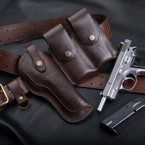 CZ 75 Leather OWB Holster | Сustom Made | Unique Design | Vintage Look ...
