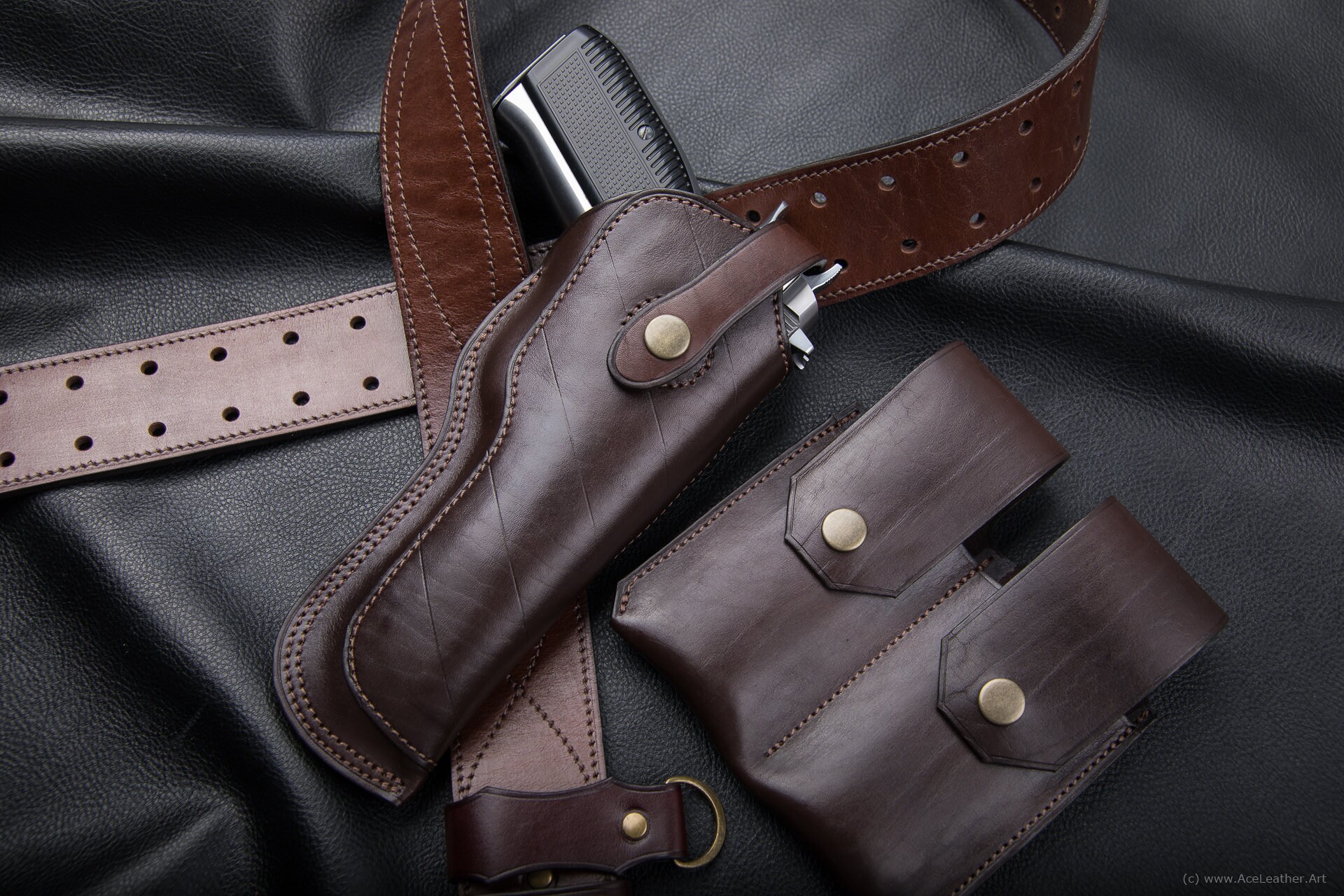 CZ 75 Leather OWB Holster Сustom Made Unique Design Vintage Look Retro ...