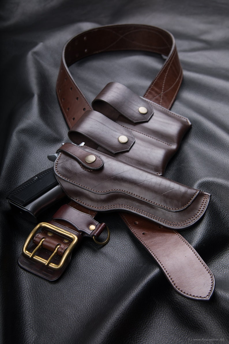 CZ 75 Leather OWB Holster Сustom Made Unique Design Vintage Look Retro ...