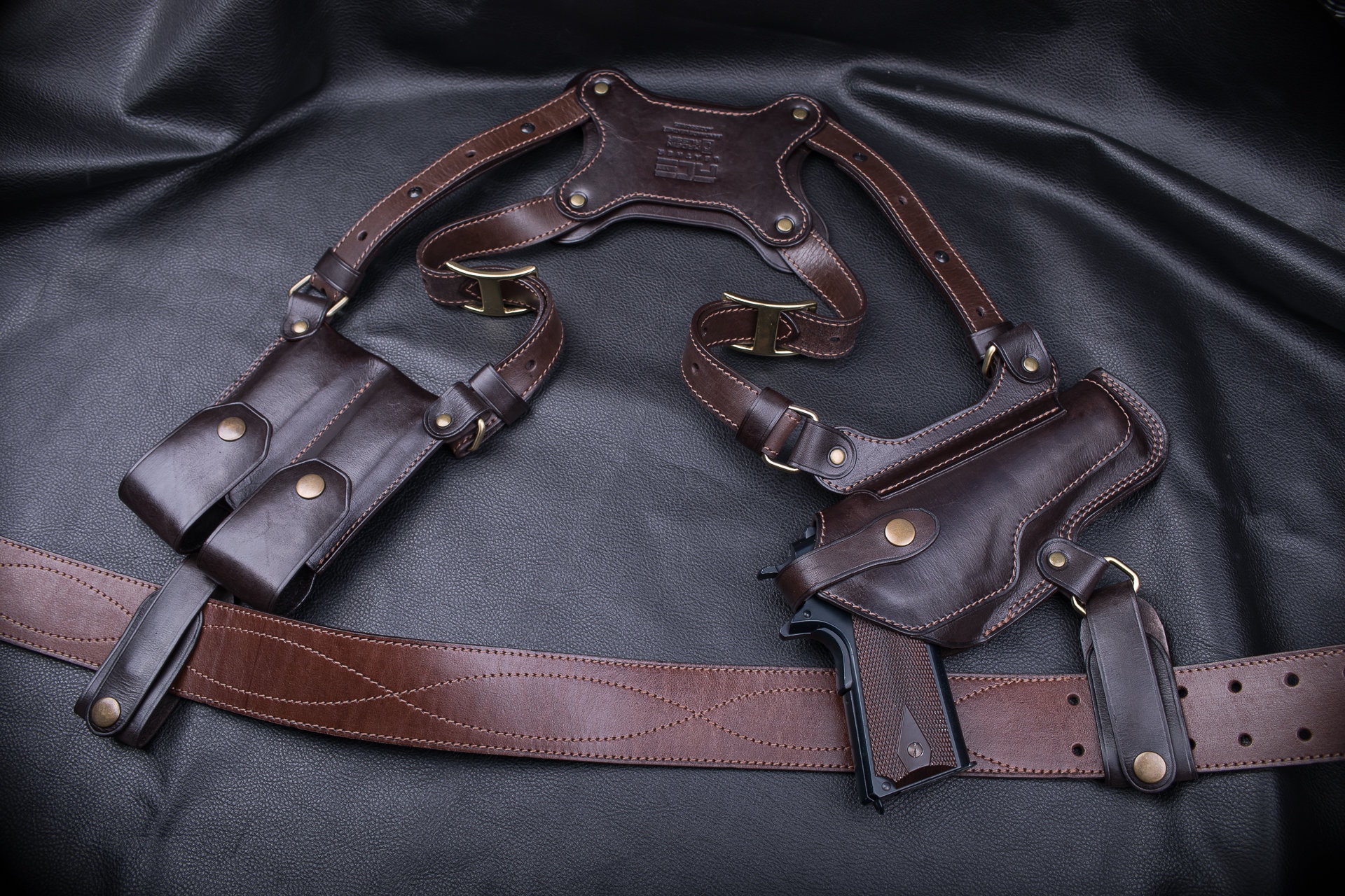Colt 1911 Custom Made Leather Shoulder Spider Holster | Vintage Look ...