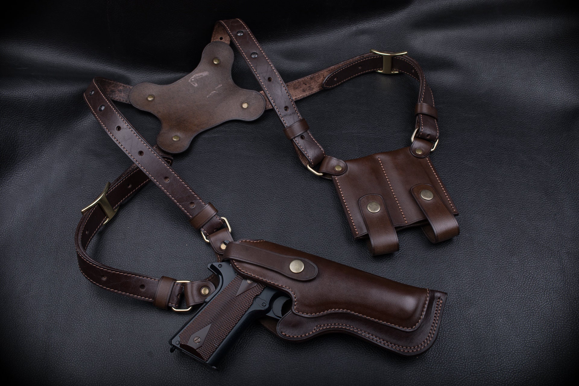 Colt 1911 Custom Made Leather Shoulder Spider Holster | Vintage Look ...