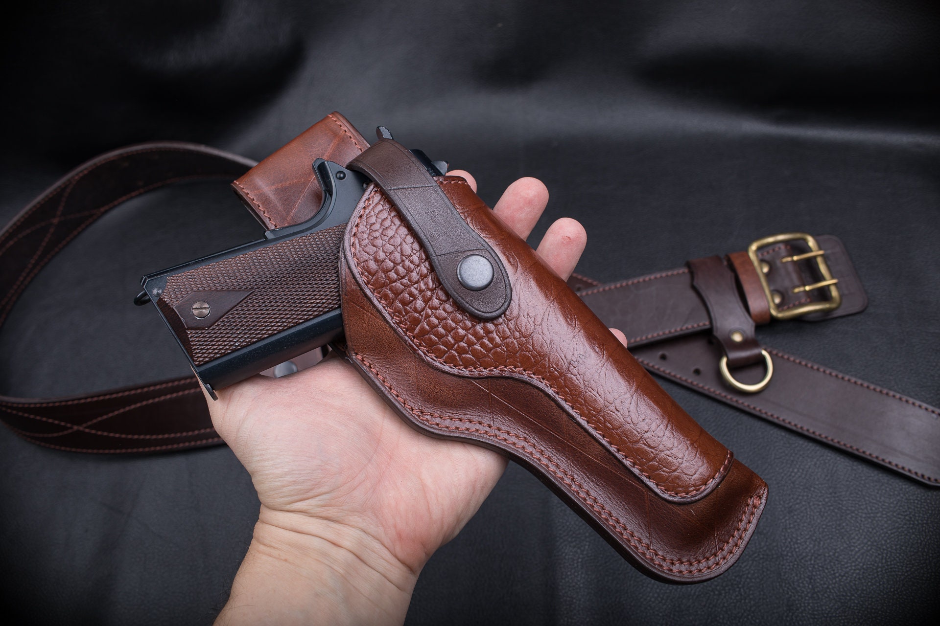 Colt 1911 Custom Made Leather Holster Vintage Look Unique Design Retro ...
