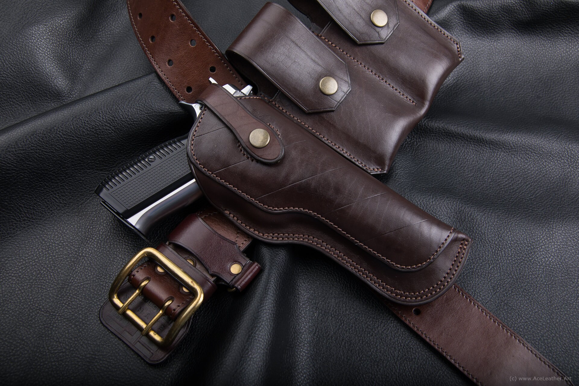 CZ 75 Leather OWB Holster Сustom Made Unique Design Vintage Look Retro ...