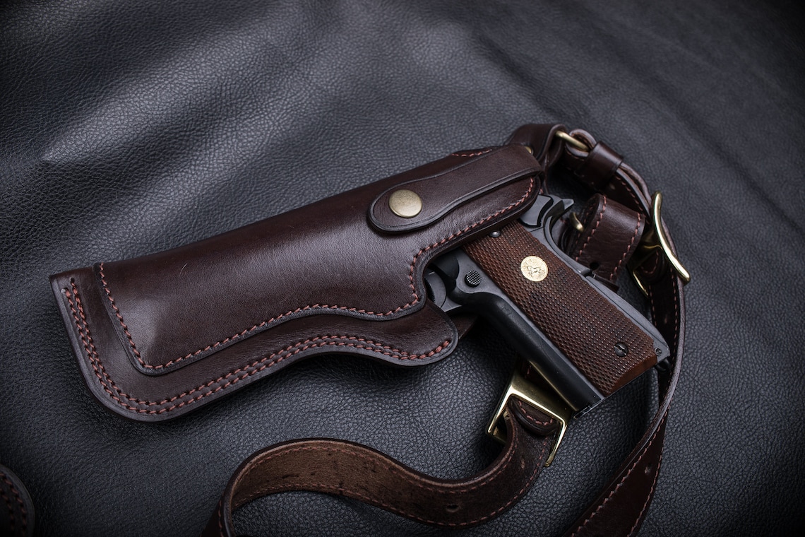 Colt 1911 Custom Made Leather Shoulder Spider Holster | Vintage Look ...
