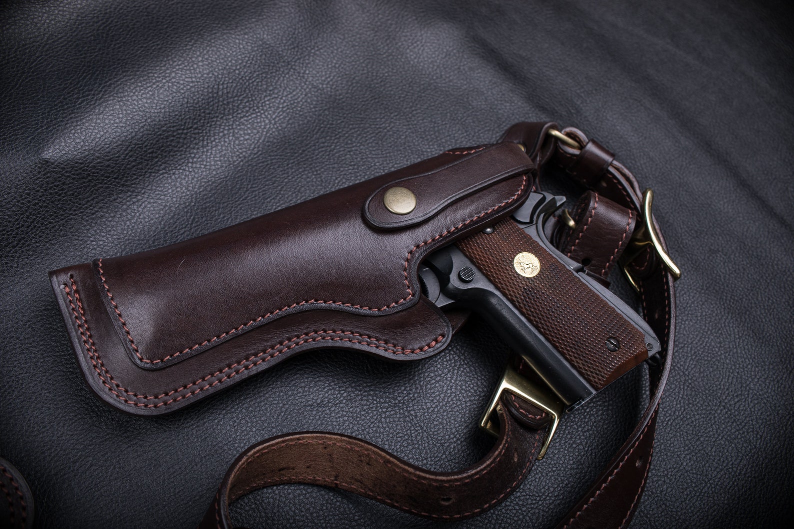 Colt 1911 Custom Made Leather Shoulder Spider Holster | Vintage Look ...