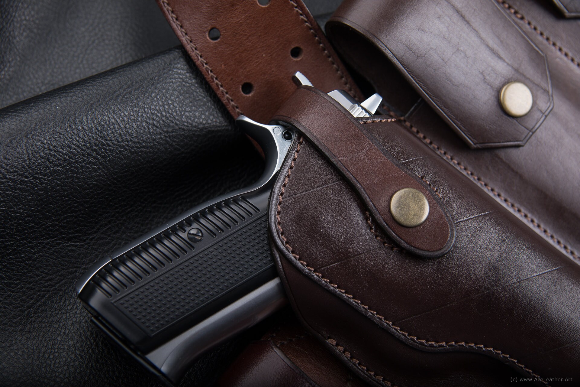 CZ 75 Leather OWB Holster Сustom Made Unique Design Vintage Look Retro ...