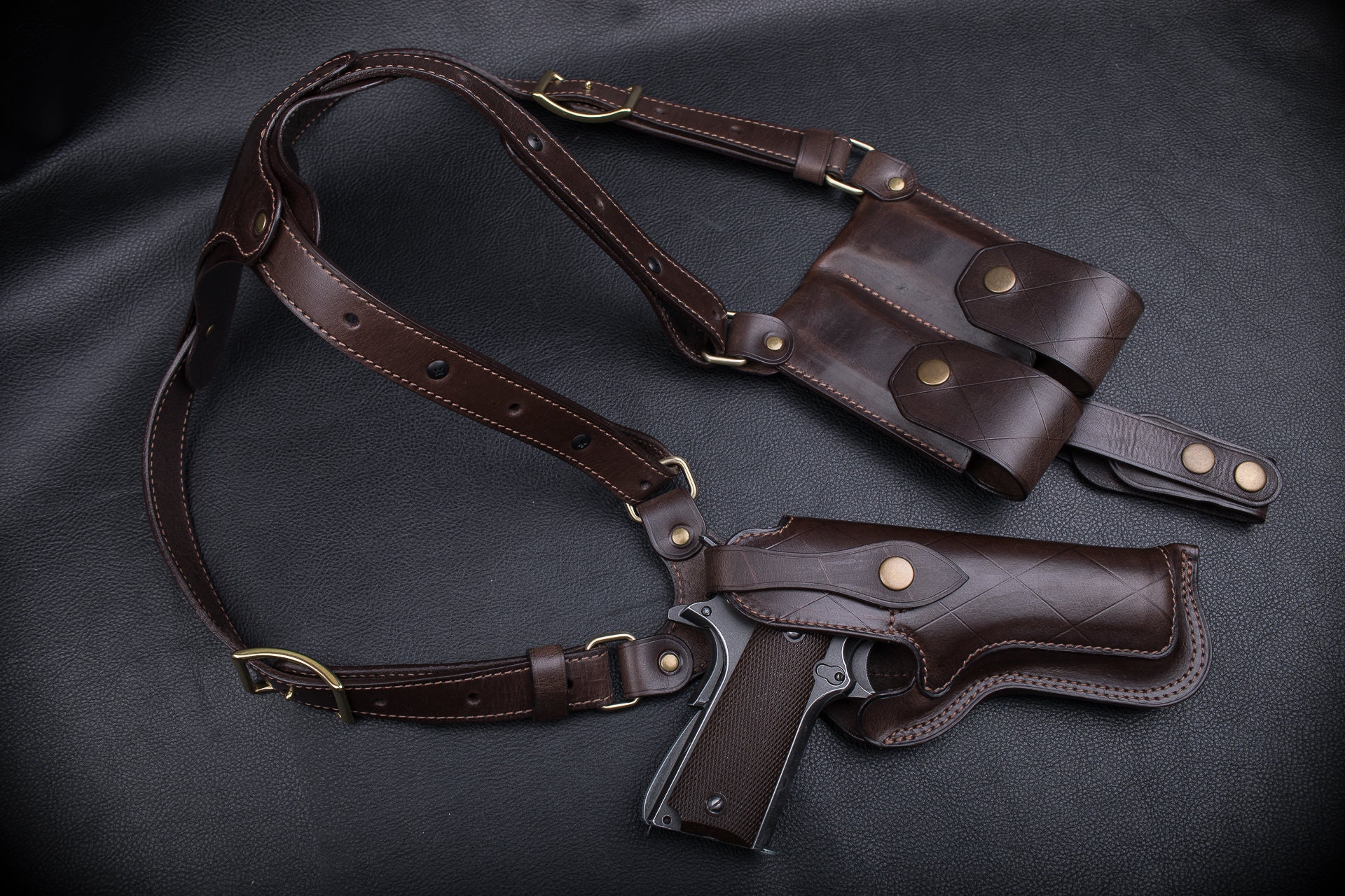 Colt 1911 Custom Made Leather Shoulder Spider Holster | Vintage Look ...