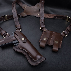 Colt 1911 Custom Made Leather Shoulder Spider Holster | Vintage Look ...