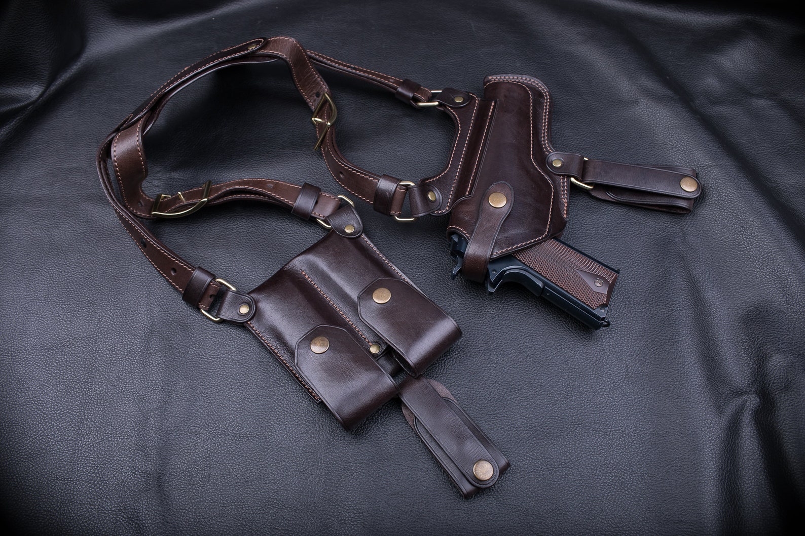 Colt 1911 Custom Made Leather Shoulder Spider Holster | Vintage Look ...