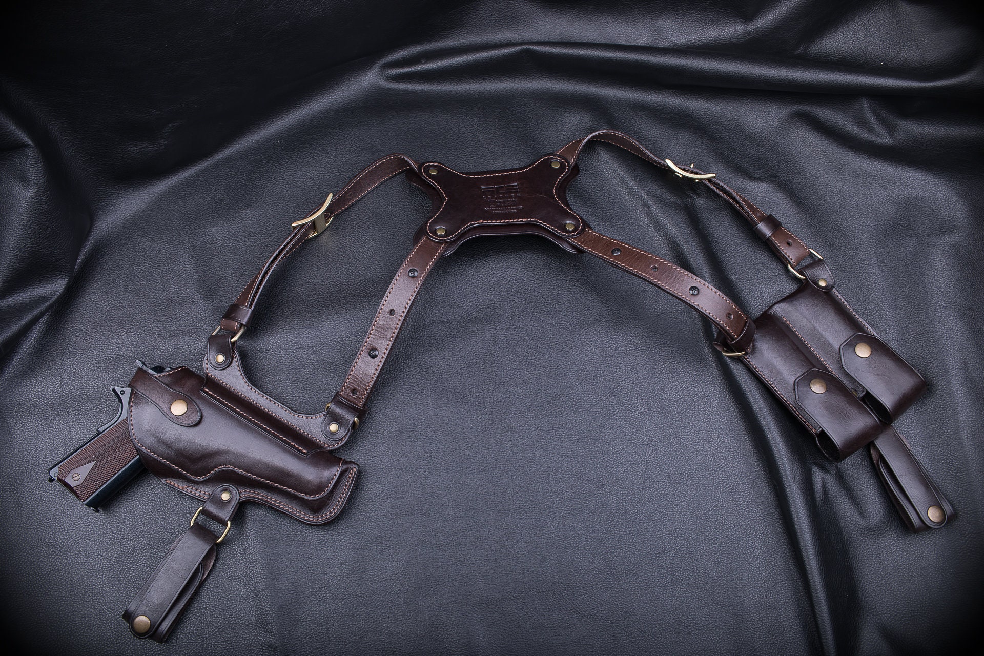 Colt 1911 Custom Made Leather Shoulder Spider Holster | Vintage Look ...