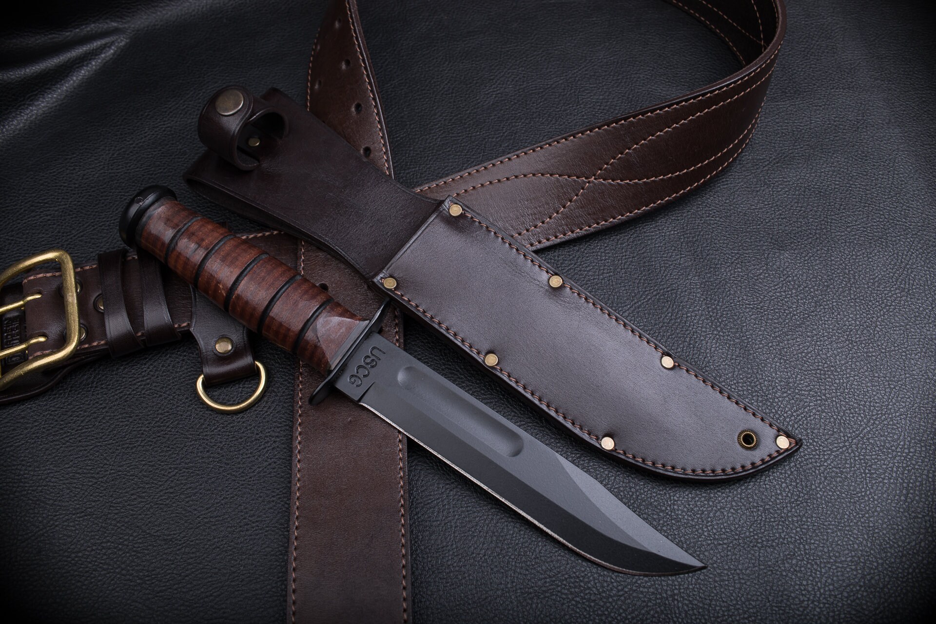 Ka-bar Leather Knife Sheath Сustom Made Unique Design Vintage Look ...